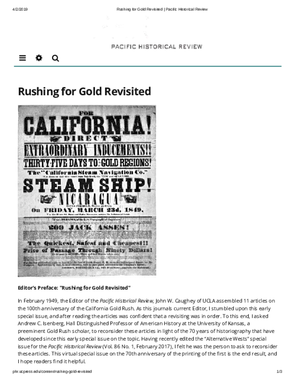 the miners of the California Gold Rush and the peo ple who are working ...