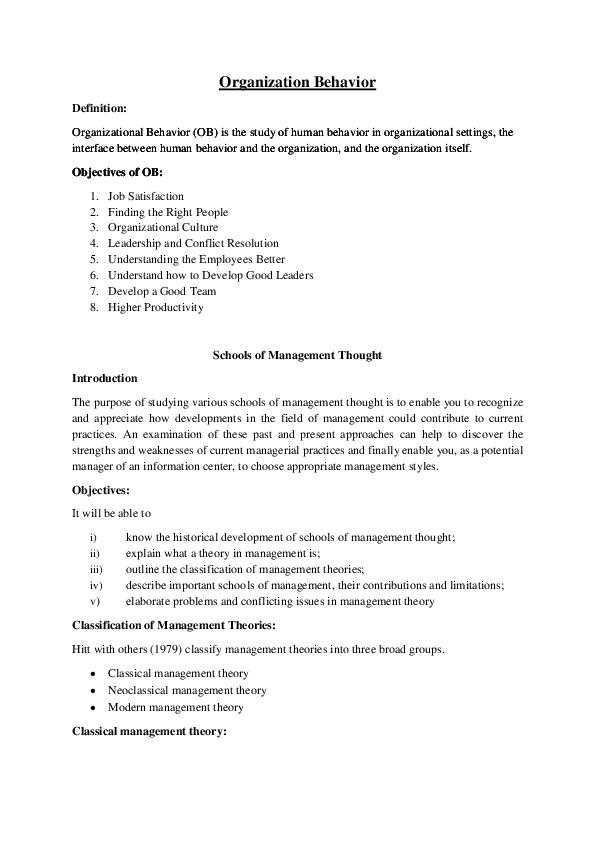 (DOC) Organization Behavior