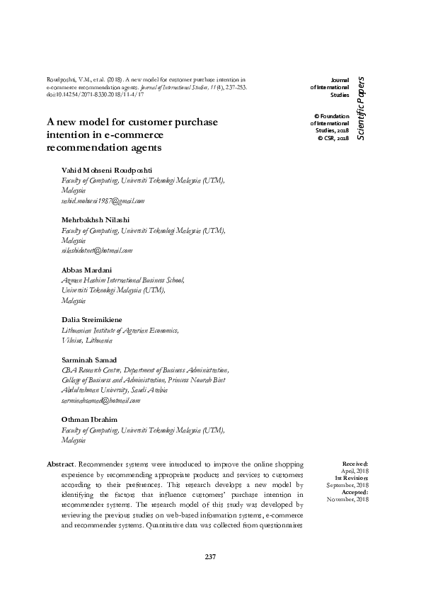 (PDF) A new model for customer purchase intention in e-commerce ...