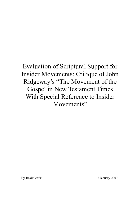 (DOC) Evaluation of Scriptural Support for Insider Movements