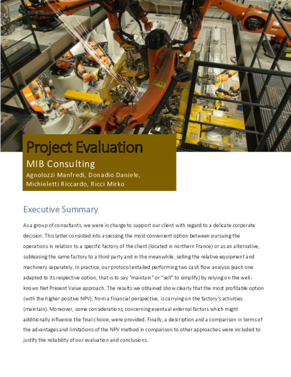 (PDF) Project Evaluation MIB Consulting