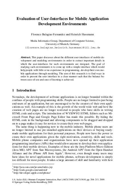 (PDF) Evaluation of user-interfaces for mobile application development ...