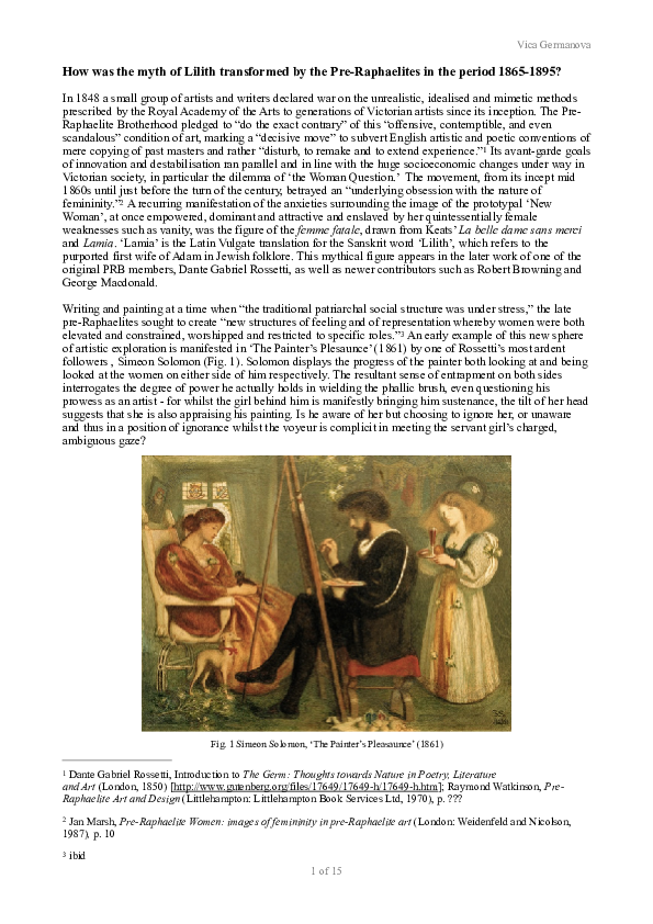 (PDF) How was the myth of Lilith transformed by the Pre-Raphaelites in ...