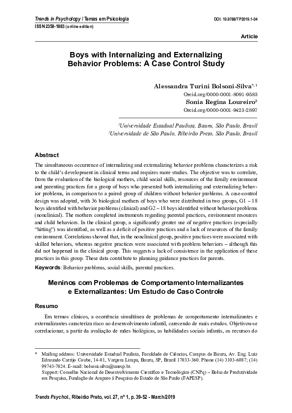 (PDF) Boys with Internalizing and Externalizing Behavior Problems: A Case Control Study Orcid ...