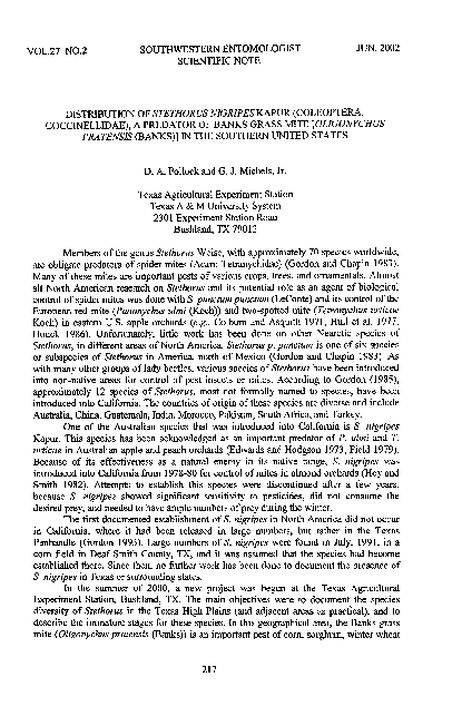 (PDF) Distribution of Stethorus nigripes Kapur (Coleoptera ...