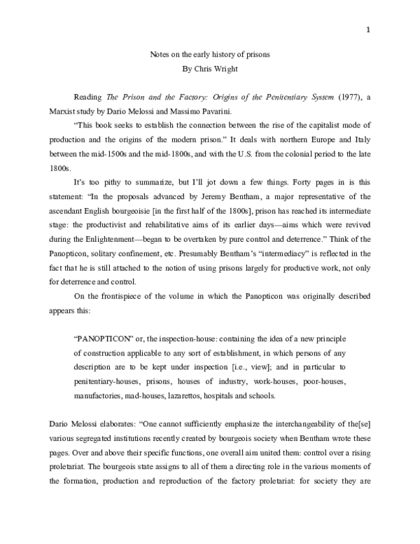 (PDF) Notes on the early history of prisons