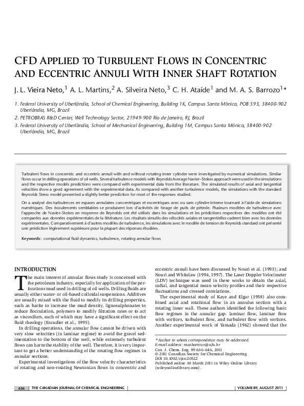 (PDF) CFD APPLIED TO TURBULENT FLOWS IN CONCENTRIC AND ECCENTRIC ANNULI WITH INNER SHAFT ROTATION