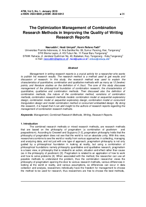 (PDF) The Optimization Management of Combination Research Methods in ...