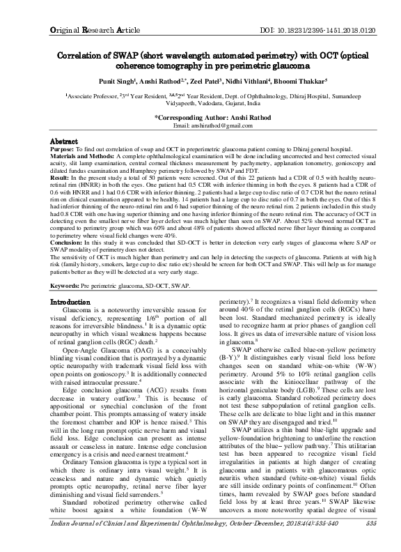 (PDF) Correlation of SWAP (short wavelength automated perimetry) with ...