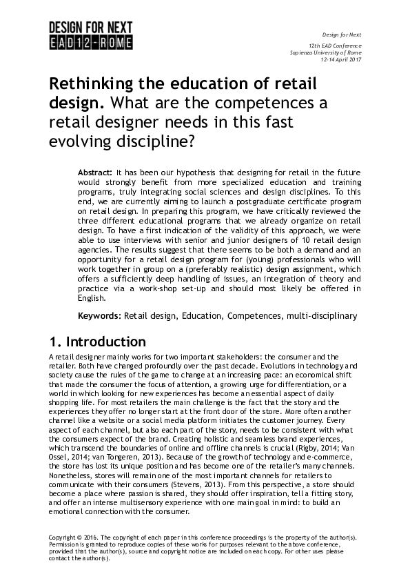 (PDF) Rethinking the education of retail design. What are the ...