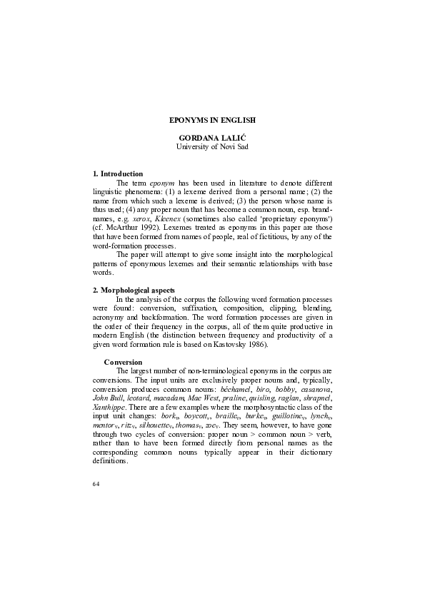 (PDF) Lalić, G. (2004). Eponyms in English