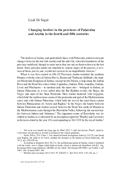 (PDF) Changing borders in the provinces of Palaestina and Arabia in the ...