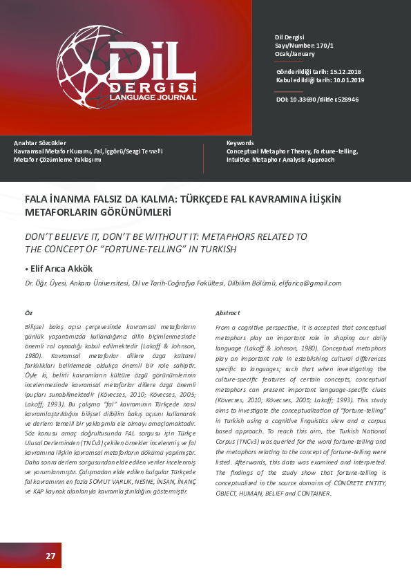 (PDF) FALA İNANMA FALSIZ DA KALMA: TÜRKÇEDE FAL KAVRAMINA İLİŞKİN ...