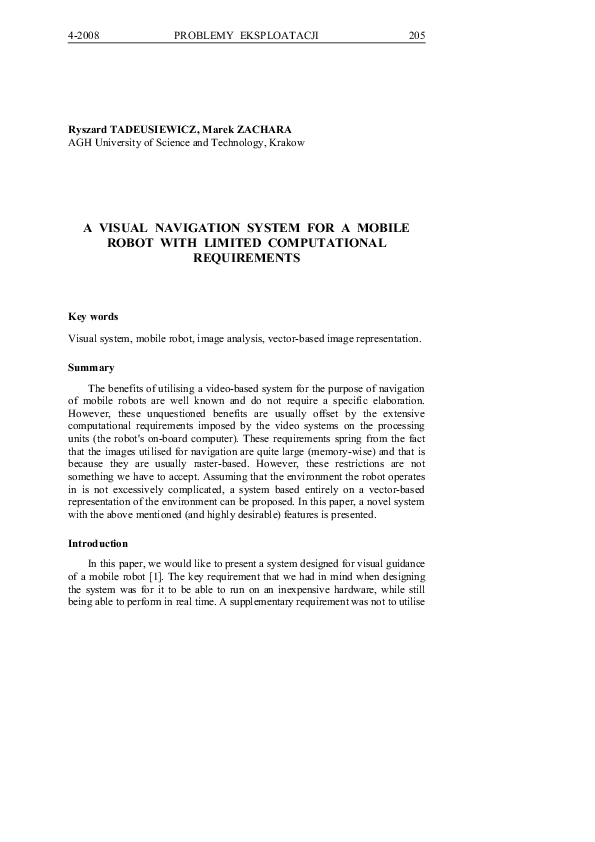 (PDF) A visual navigation system for a mobile robot with limited computational requirements