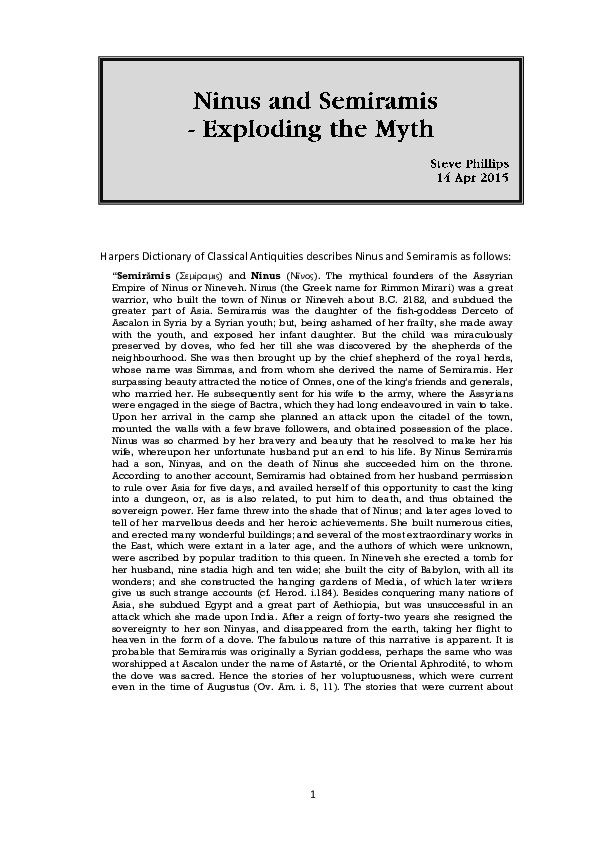 (PDF) Ninus and Semiramis - Exploding the Myth