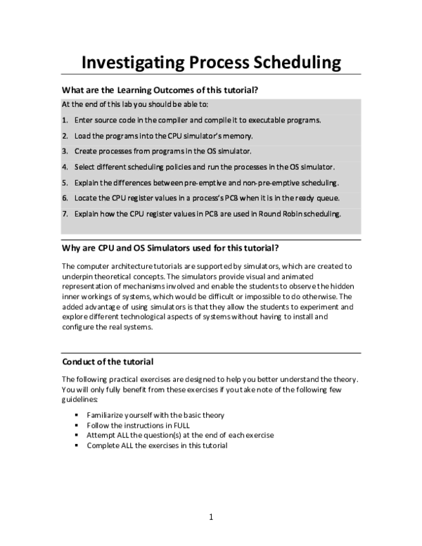 (PDF) Investigating Process Scheduling