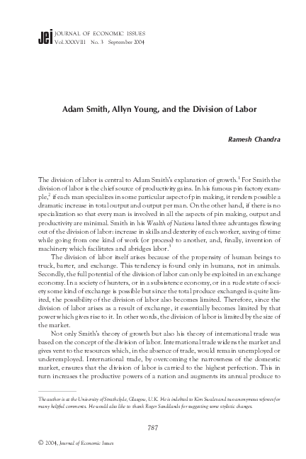 (PDF) Adam Smith, Allyn Young, and the Division of Labor