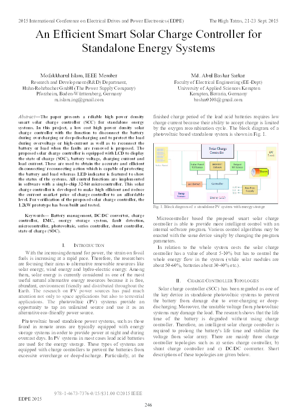 (PDF) An Efficient Smart Solar Charge Controller for Standalone Energy ...