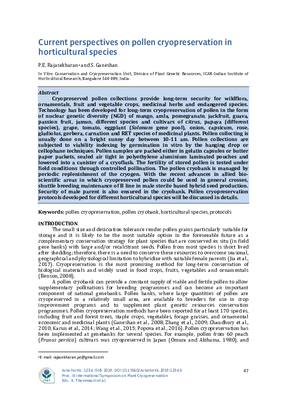 (PDF) Acta Hortic. 1234. ISHS