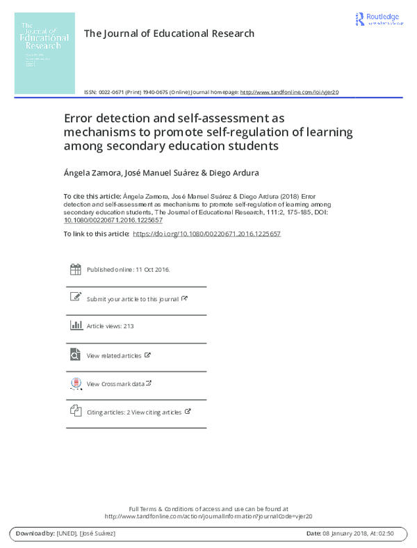 (PDF) Error detection and self-assessment as mechanisms to promote self ...
