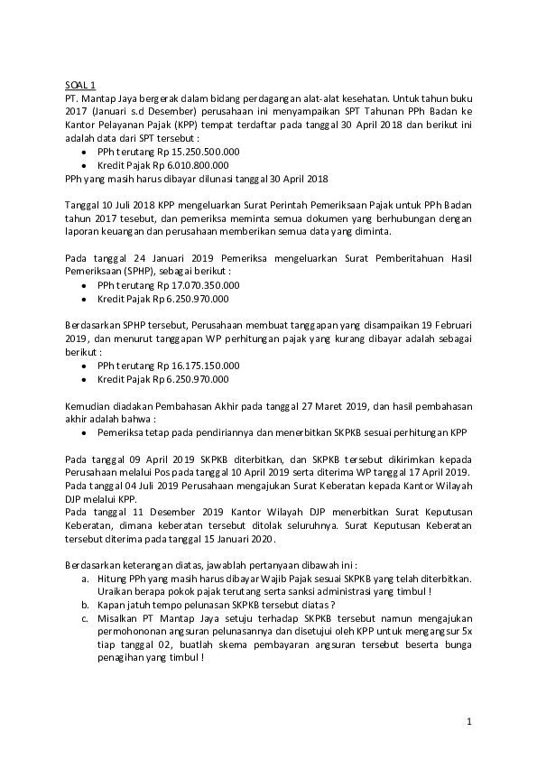 (DOC) Latihan UTS Perpajakan