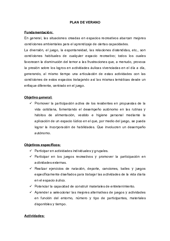 (DOC) PLAN DE VERANO