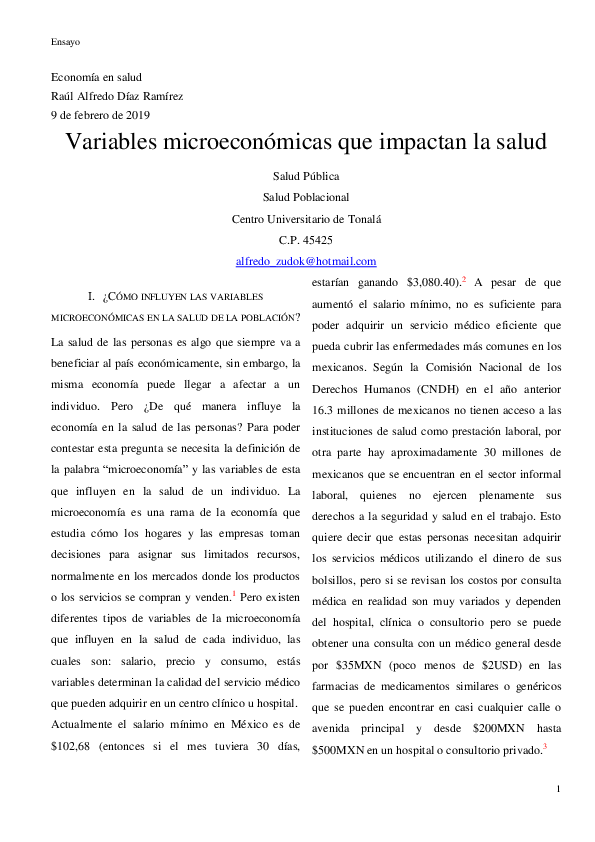 (PDF) Variables microeconómicas que impactan la salud