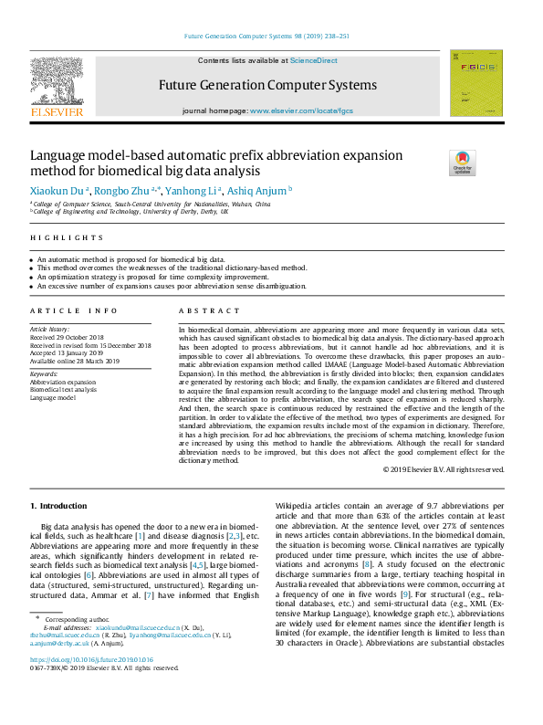 (PDF) Language model-based automatic prefix abbreviation expansion method for biomedical big ...