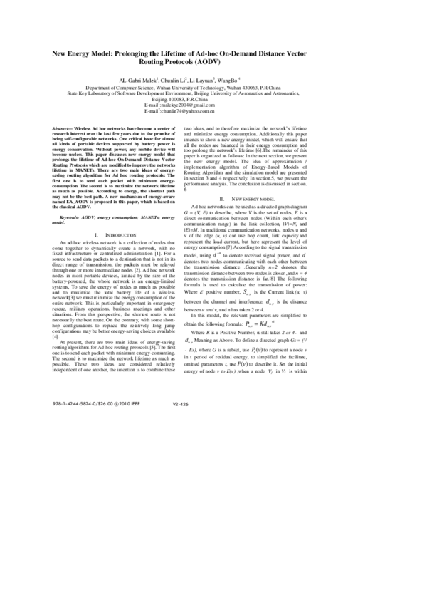 (PDF) New Energy Model: Prolonging the Lifetime of Ad-hoc On-Demand Distance Vector Routing ...