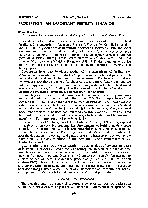 (PDF) Proception: An Important Fertility Behavior