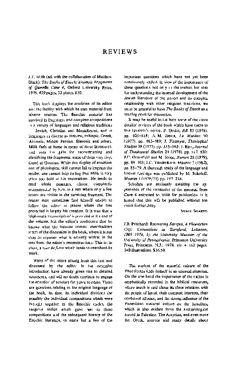 (PDF) Shaul Shaked, “Review of ‘The Books of Enoch: Aramaic Fragments ...