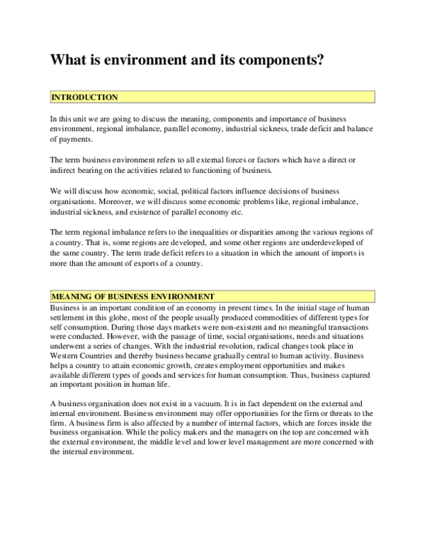 (PDF) What is environment and its components