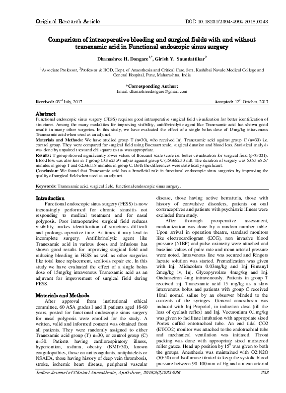 (PDF) Comparison of intraoperative bleeding and surgical fields with ...