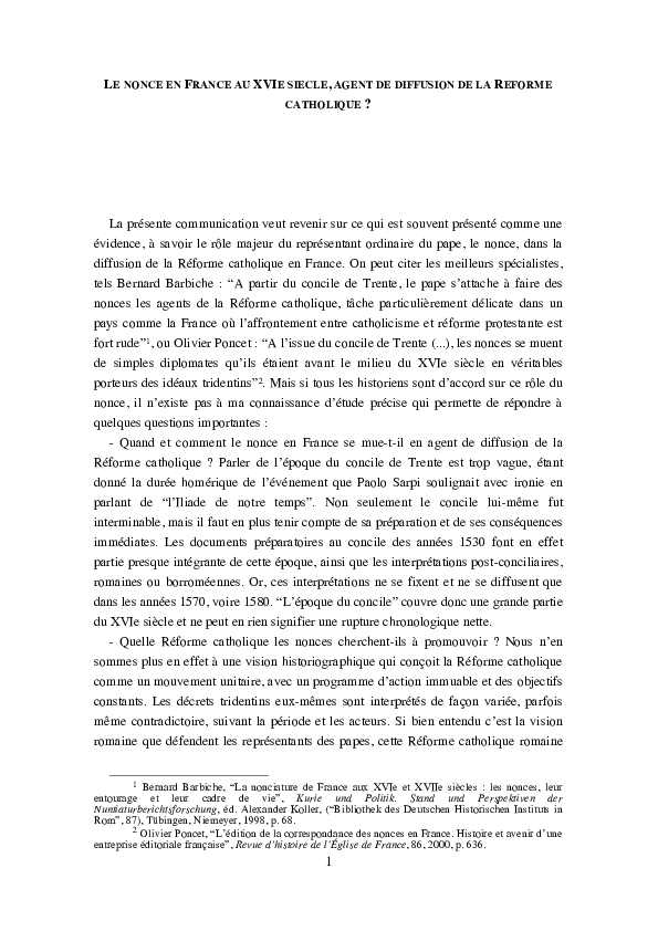 (PDF) Le nonce en France au XVIe siècle, agent de diffusion de la ...