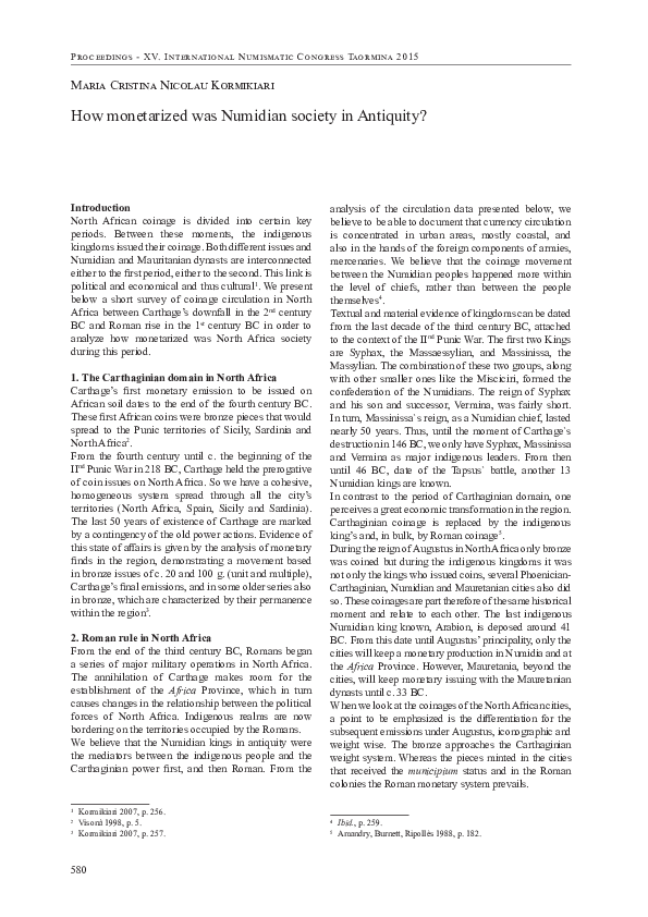 (PDF) How monetarized was Numidian society in Antiquity? by Kormikiari ...