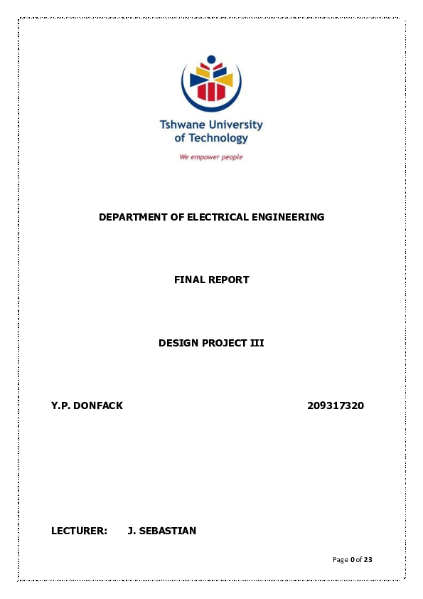 (PDF) DEPARTMENT OF ELECTRICAL ENGINEERING FINAL REPORT DESIGN PROJECT III