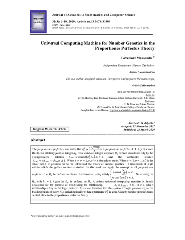 (PDF) Universal Computing Machine for Number Genetics in the ...