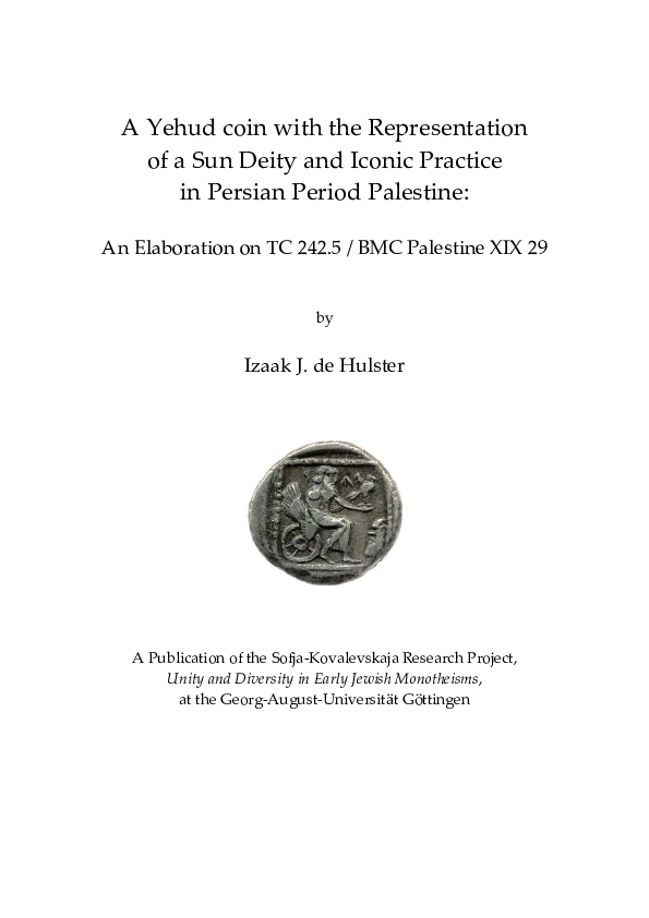 (PDF) A Yehud coin with the Representation of a Sun Deity and Iconic ...