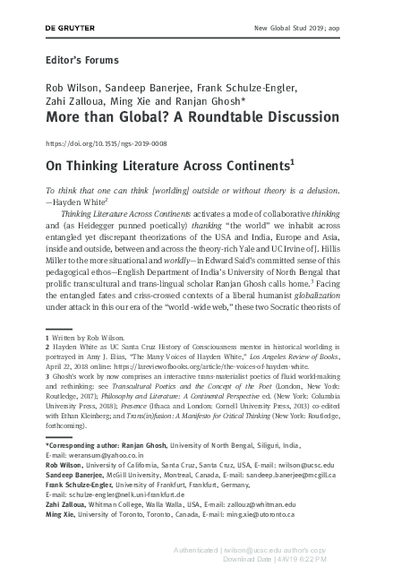(PDF) Editor's Forums: More than Global? A Roundtable Discussion On ...