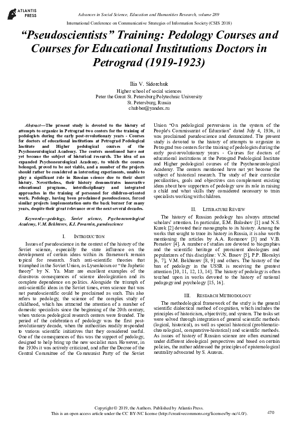 (PDF) "Pseudoscientists" Training: Pedology Courses and Courses for ...