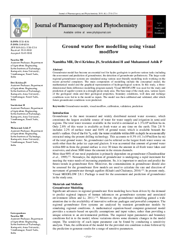 (PDF) Ground water flow modelling using visual modflow