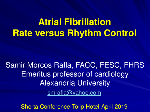 (PDF) Atrial Fibrillation Rate versus Rhythm Control