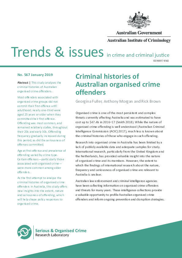 (PDF) Criminal histories of Australian organised crime offenders