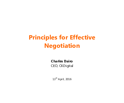 (PDF) Principles for Effective Negotiation