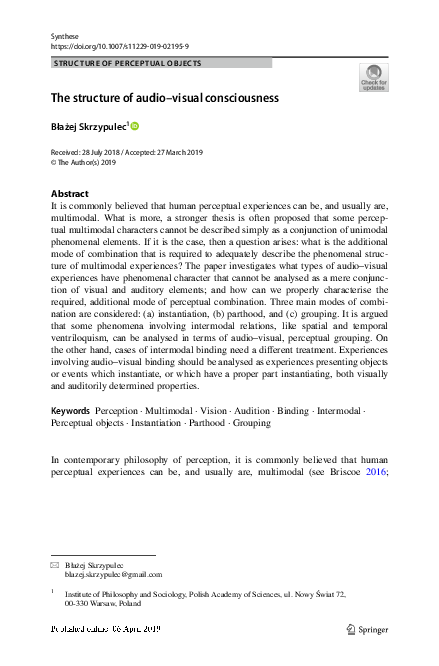 (PDF) The structure of audio-visual consciousness