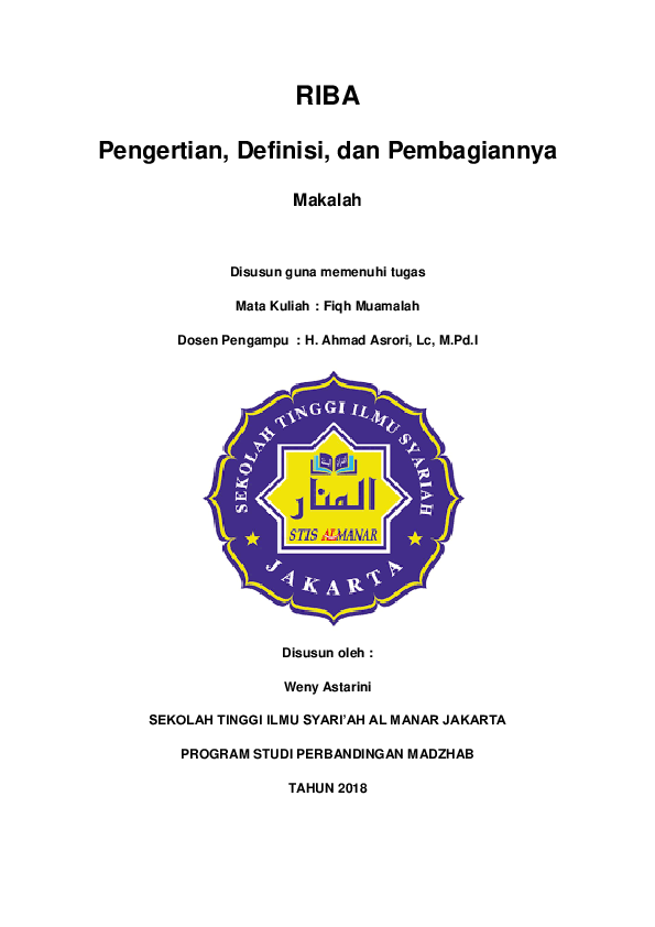 (PDF) RIBA Pengertian, Definisi, dan Pembagiannya Makalah Disusun guna ...