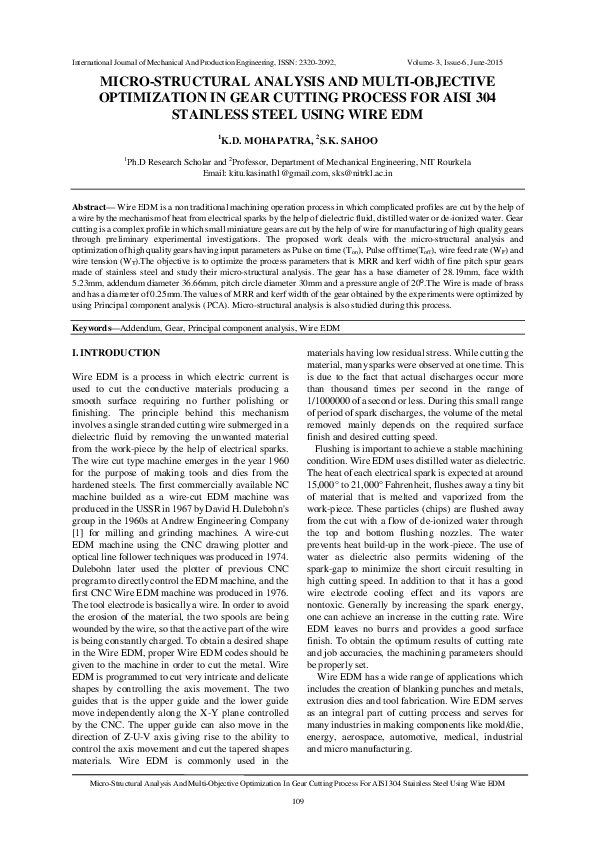 (PDF) MICRO-STRUCTURAL ANALYSIS AND MULTI-OBJECTIVE OPTIMIZATION IN GEAR CUTTING PROCESS FOR ...