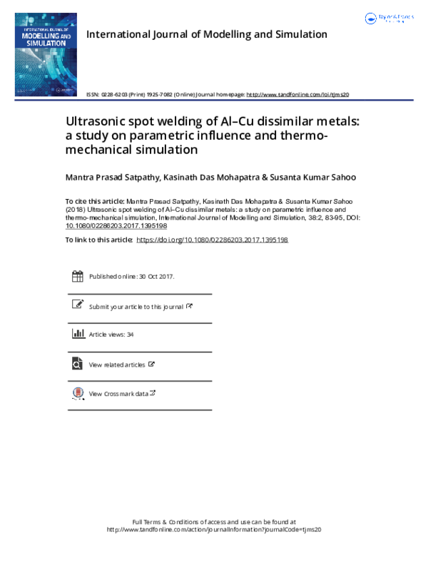 (PDF) Ultrasonic spot welding of Al–Cu dissimilar metals: a study on ...