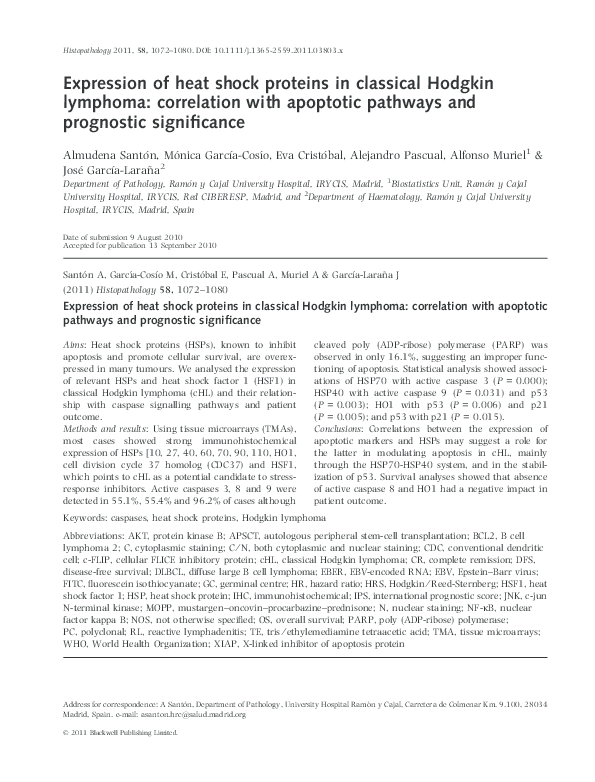 (PDF) Expression of heat shock proteins in classical Hodgkin lymphoma ...