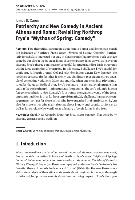 (PDF) Patriarchy and New Comedy in Ancient Athens and Rome: Revisiting ...